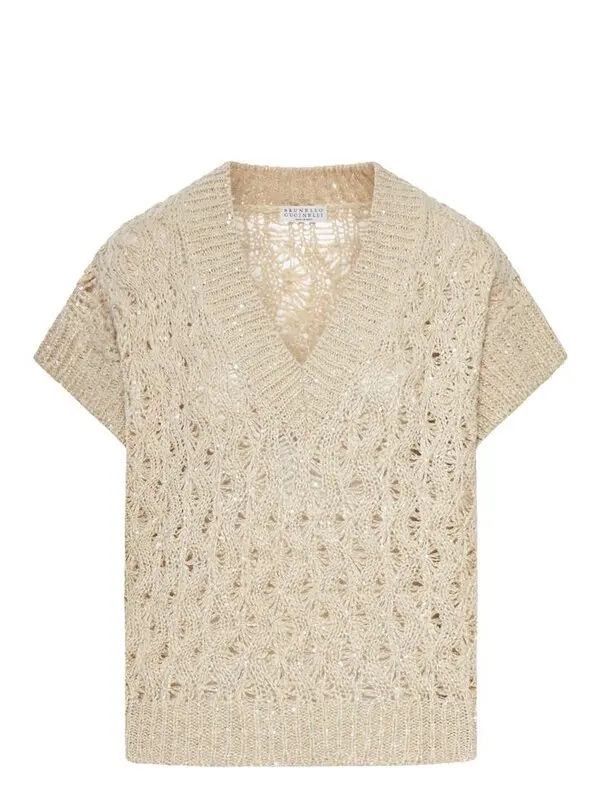 Brunello Cucinelli Linen And Silk Knitted Vest - Multicolor