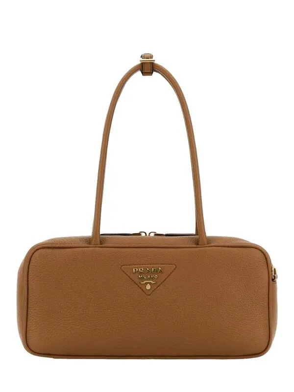 Prada Textured Deer Leather Tote Bag - Brown