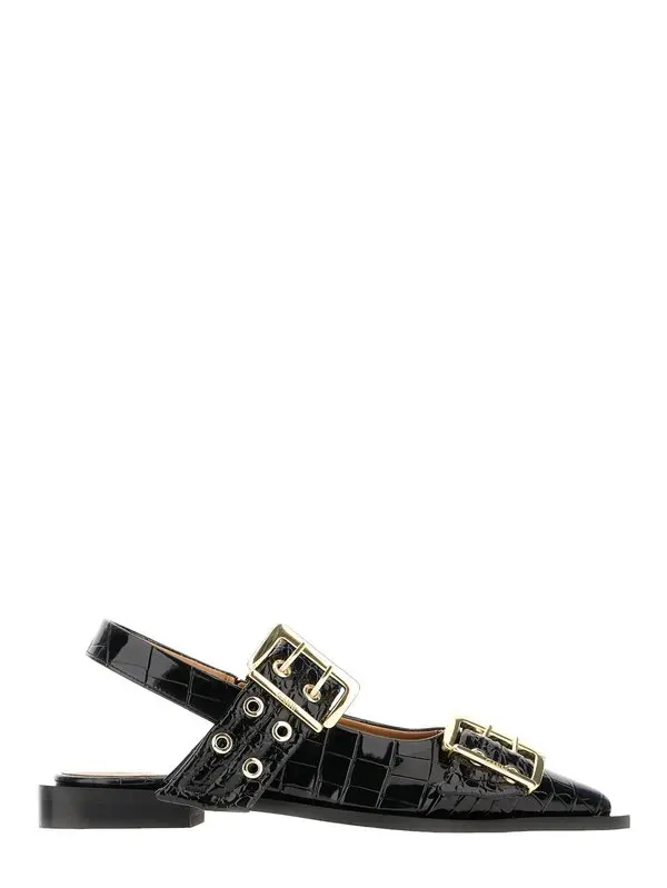 GANNI Buckled Slingback Flats - Multicolor