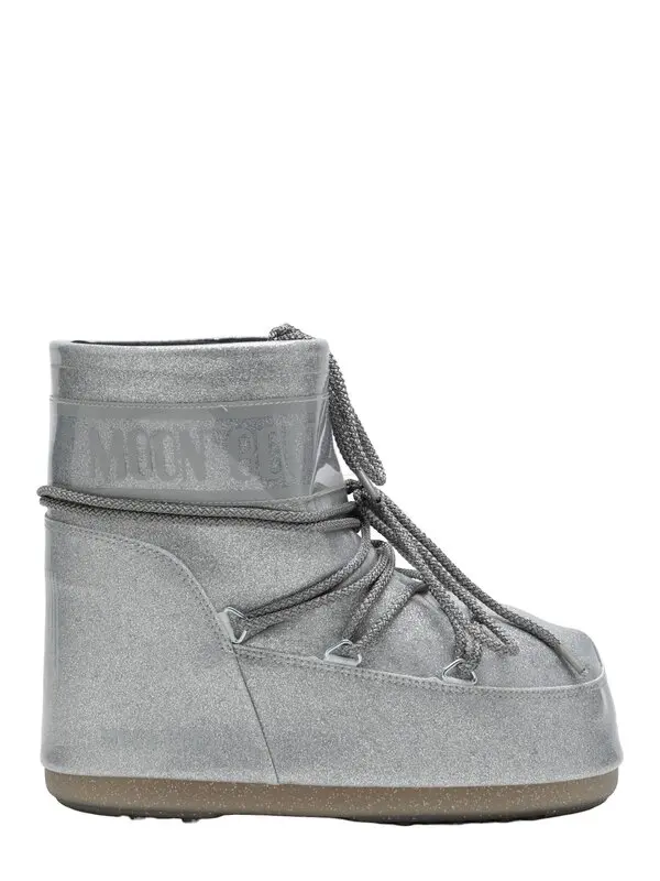 Moon Boot Glitter Lace-up Boots - Silver