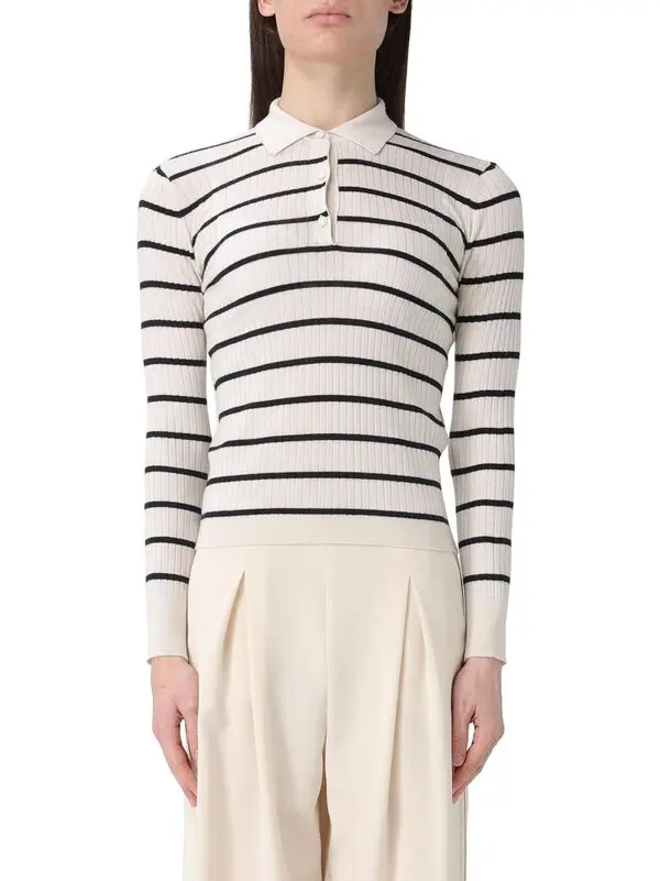 Max Mara Striped Cashmere Blend Polo Shirt - Blue