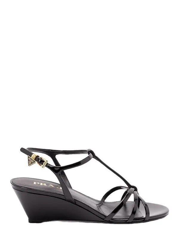 Prada Patent Leather Wedge Sandals - Multicolor