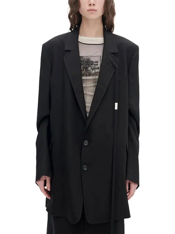 ANN DEMEULEMEESTER Button-fastening Blazer With String Embellishments - Black