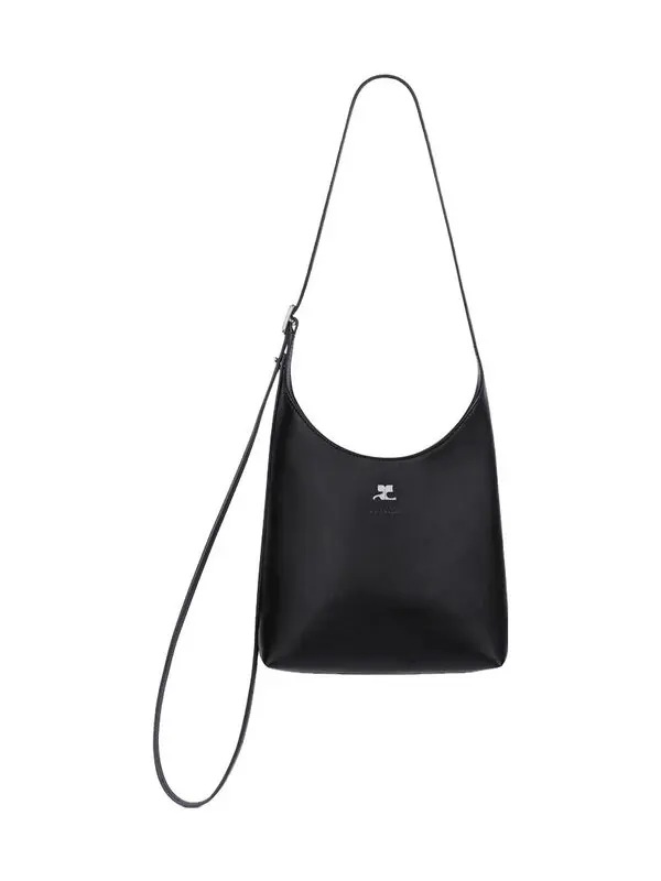 COURREGES Small Leather Tote Bag - Black