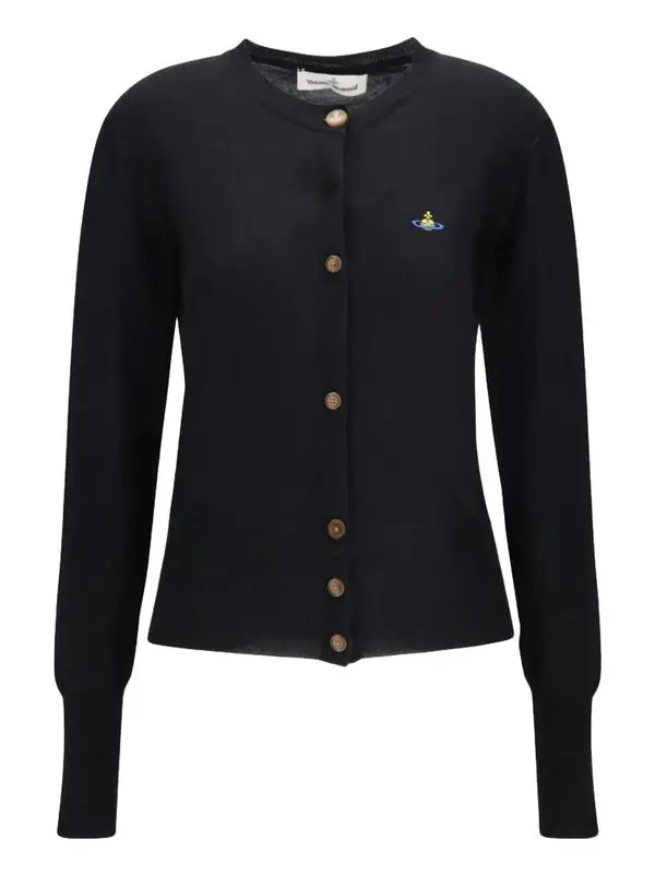 VIVIENNE WESTWOOD Cotton Cardigan With Orb Logo - Black