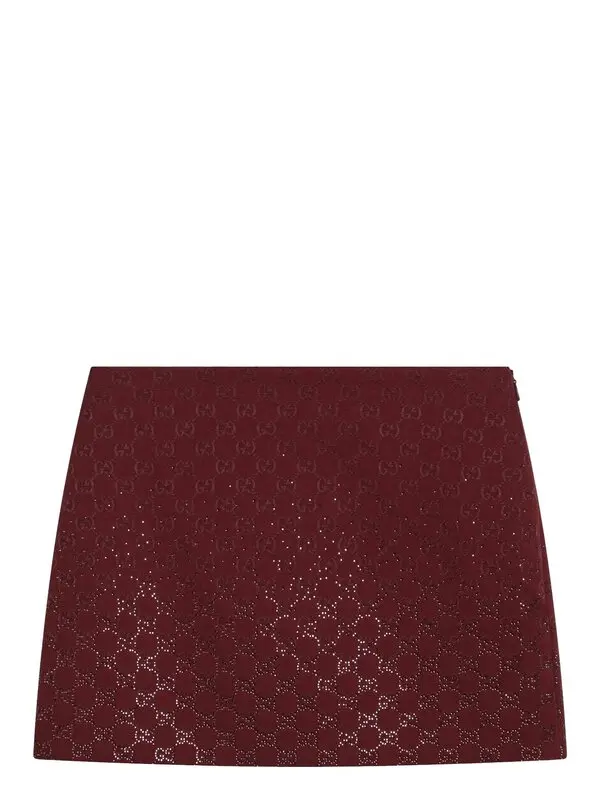 Gucci Gg-fabric Mini Skirt With Crystals - Red