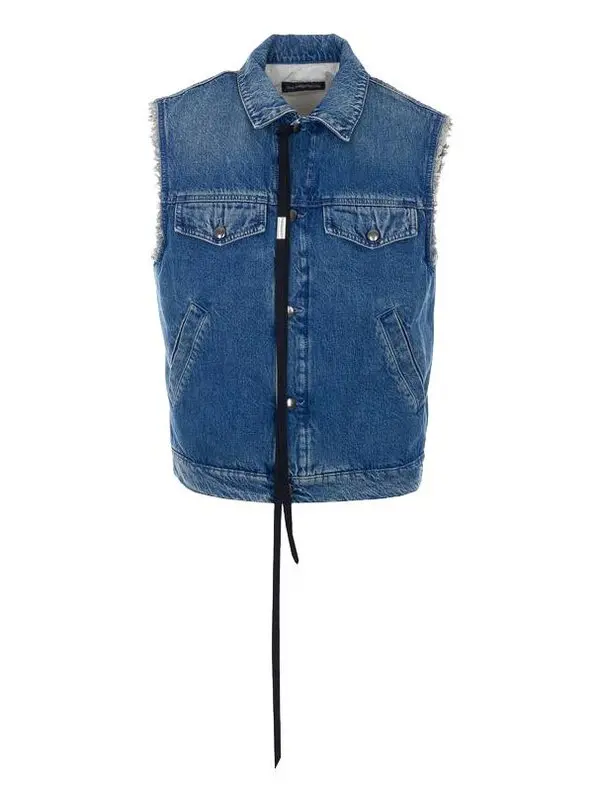ANN DEMEULEMEESTER Sleeveless Denim Jacket - Blue