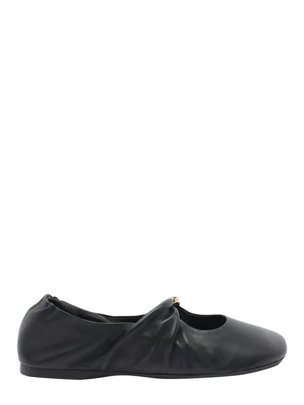 Loewe Pebble Flat Ballerinas Black Leather - Gold