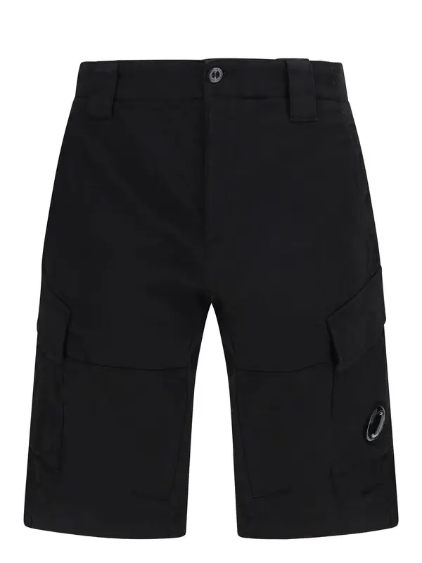 C.P. COMPANY Sateen Stretch Cargo Bermuda Shorts - Black