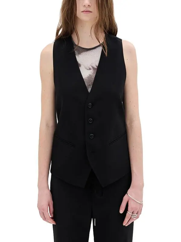 ANN DEMEULEMEESTER Sleeveless V-neck Waistcoat - Black