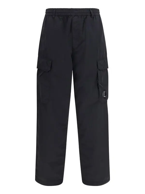C.P. COMPANY Flatt Nylon Loose Cargo Lens Pants - Black