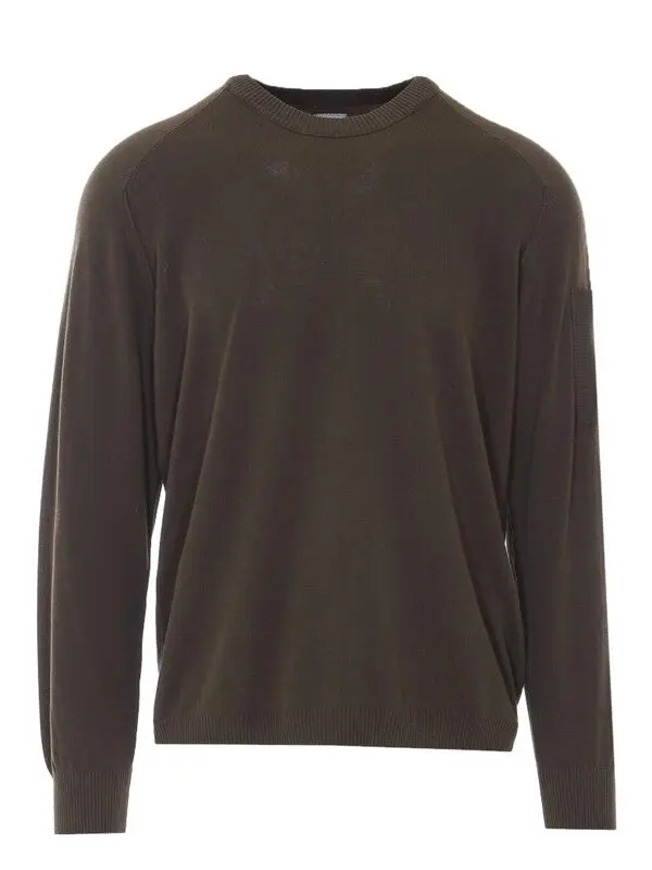 C.P. COMPANY Logo Lens Crew Neck Sweater - Green