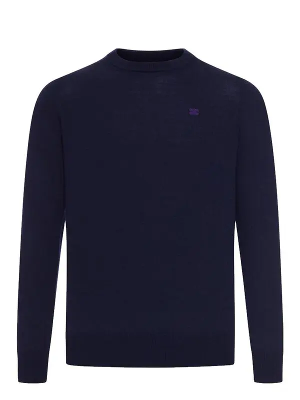 Celine Fine Wool Sweater With Triomphe Embroidery - Blue