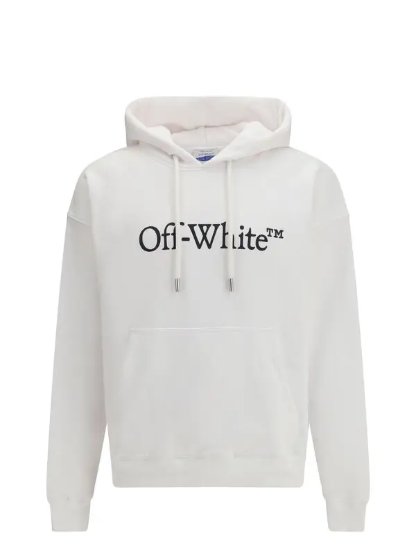Off-White Logo Print Drawstring Hoodie - White