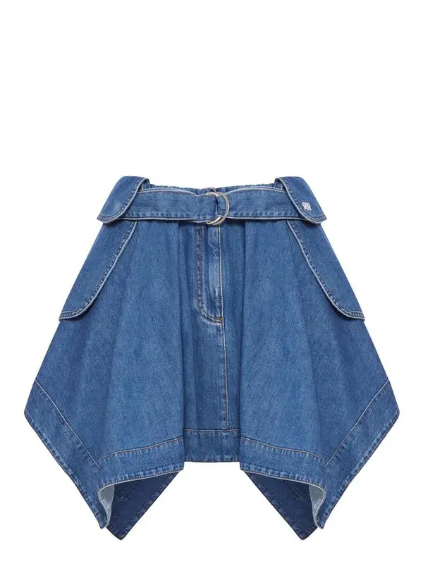 Loewe Asymmetric Denim Cargo Skirt - Blue