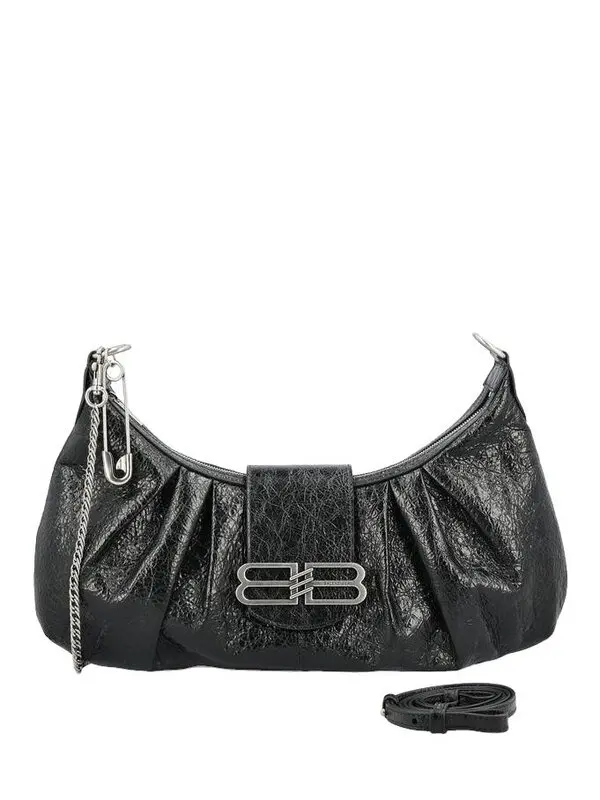 Balenciaga Lambskin Shoulder Bag With Chain Detail - Black
