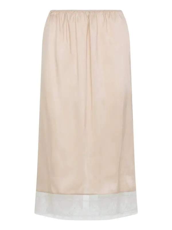 Carven Silk Lace Trim Midi Skirt - Multicolor