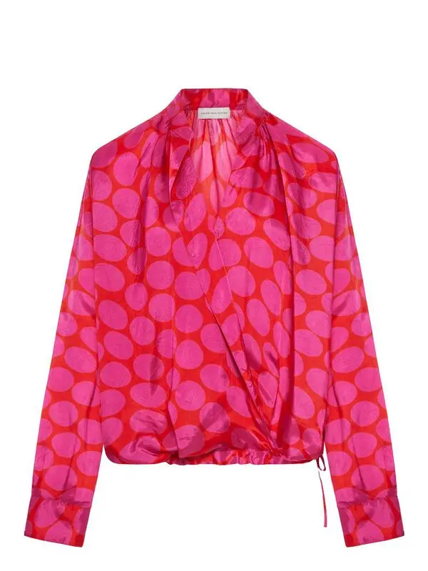 Dries Van Noten Maxi Polka Dot Print Blouse - Pink