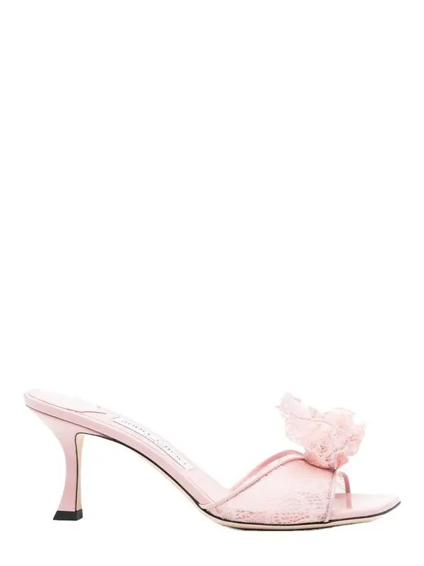 JIMMY CHOO Lace Floral Detail Stiletto Sandals - Pink