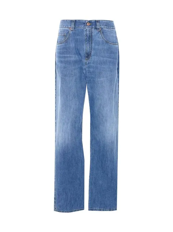 Brunello Cucinelli Straight-leg High-waist Denim Trousers - Blue