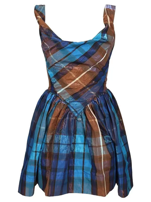 VIVIENNE WESTWOOD Sleeveless Pleated Mini Dress - Blue