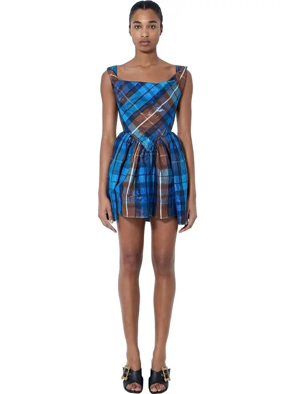 VIVIENNE WESTWOOD Sleeveless Pleated Mini Dress - Blue
