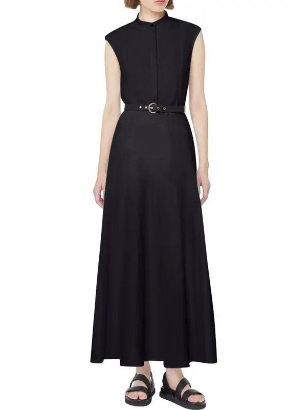 Max Mara Sleeveless Mandarin Collar Maxi Dress - Black