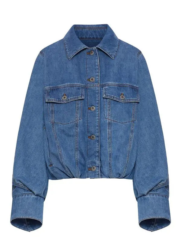 Loewe Cropped Denim Jacket With Wide Sleeves - Multicolor