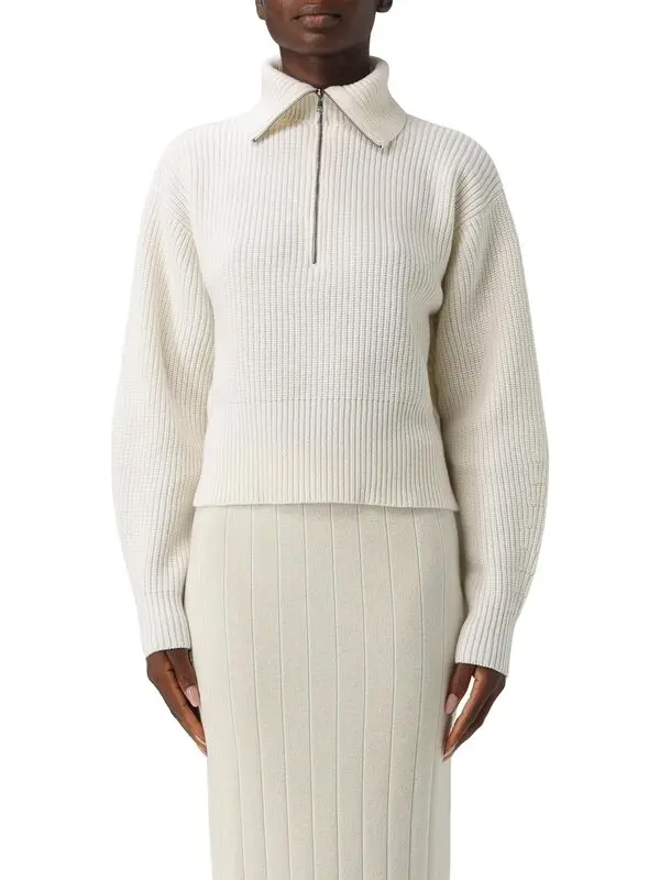 Max Mara Quarter Zip Ribbed Sweater - White