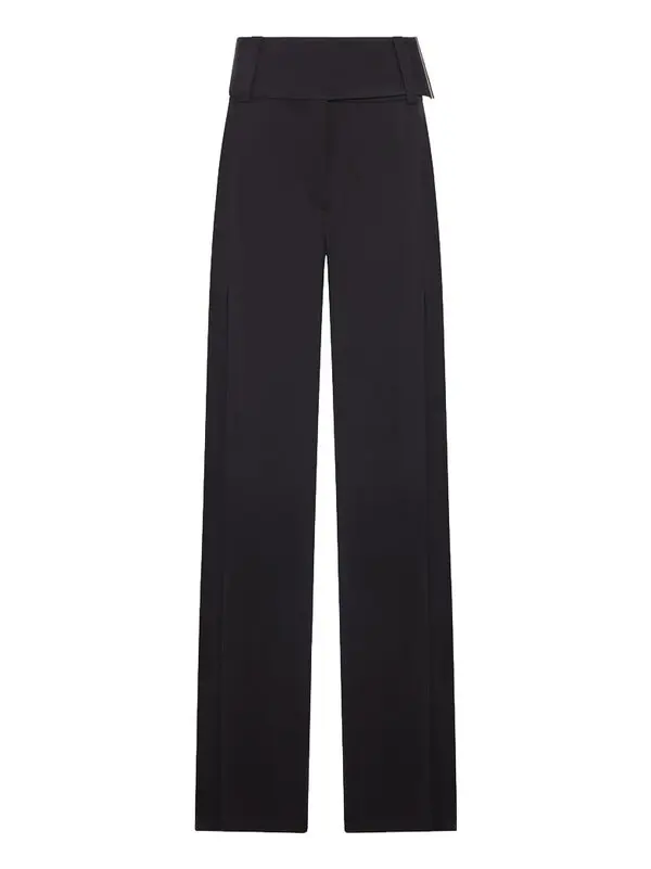 Sportmax Wide Satin Trousers With Belted Detail - Black