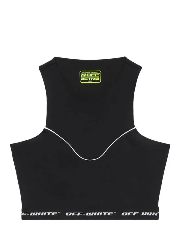 Off-White Branded Band Fitted Sleeveless Crew-neck Top - Black