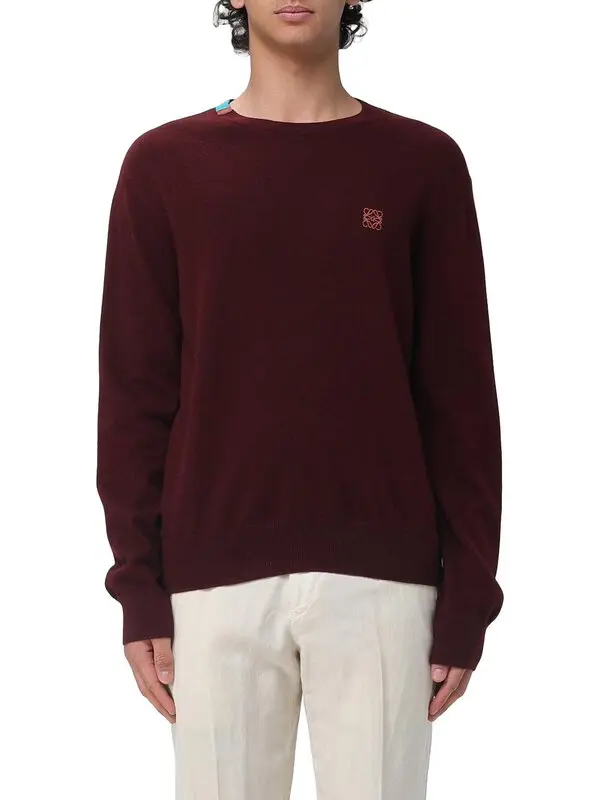 Loewe Burgundy Sweater With Contrast Stitching - Red