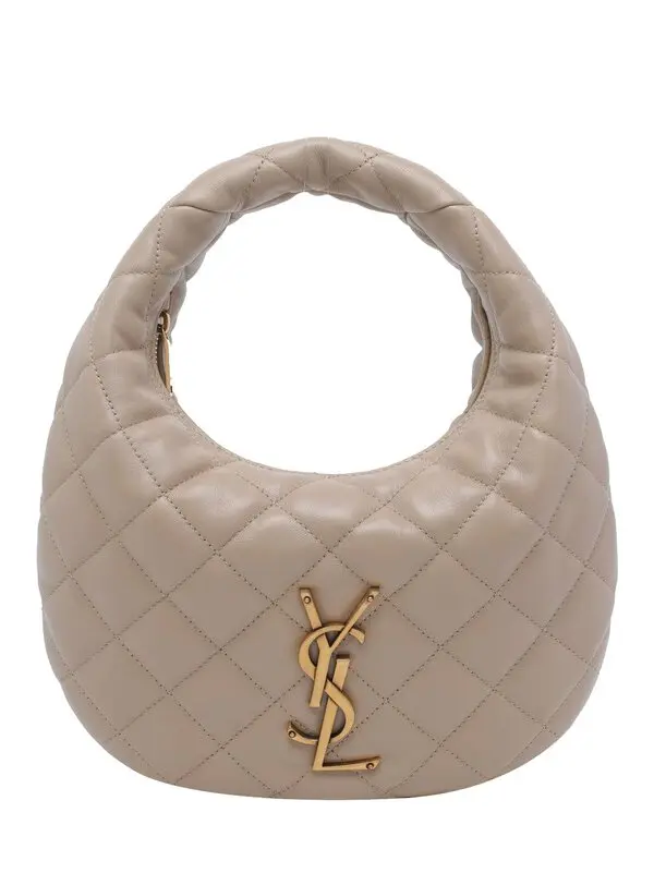 Saint Laurent Quilted Lambskin Handbag - Cream