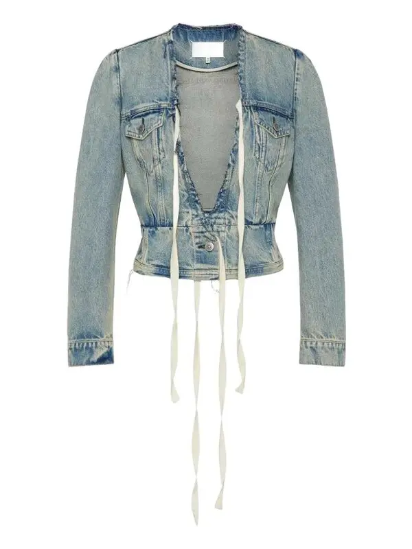 MAISON MARGIELA Denim Jacket With Raw-cut Hem - Blue