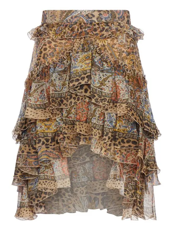 Etro Silk Ruffled Mini Skirt - Multicolor