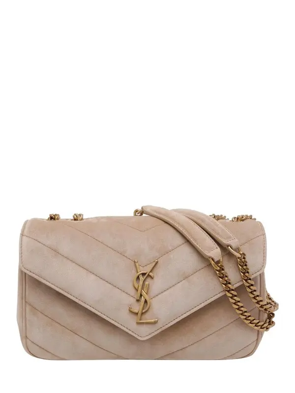 Saint Laurent Small Suede Shoulder Bag - Cream
