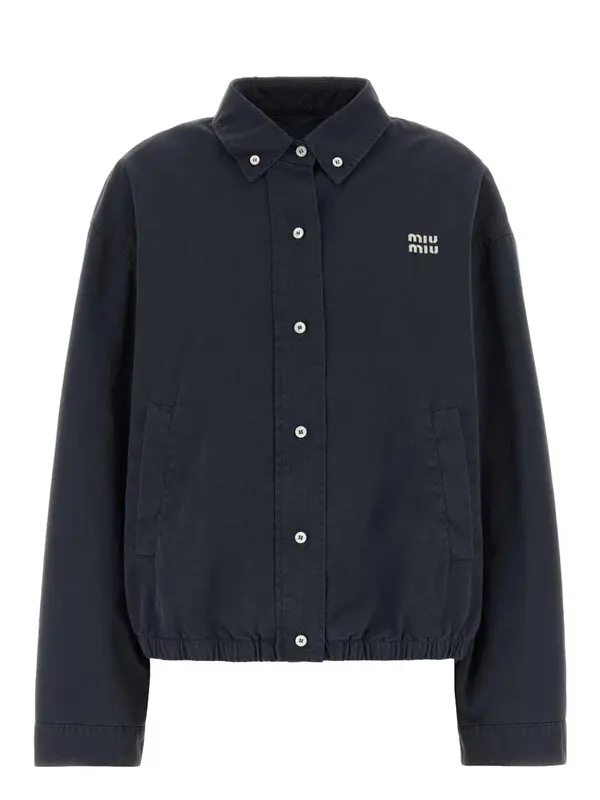 Miu Miu Cotton Jacket With Logo - Multicolor