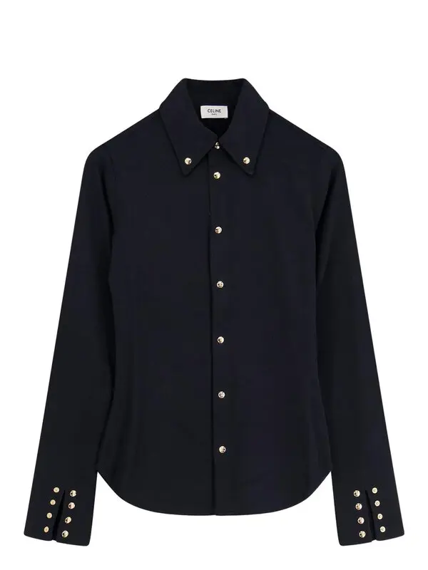 Celine Cotton Shirt With Triomphe Buttons - Black