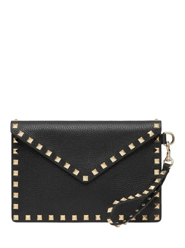 Valentino Garavani Rockstud Pouch In Calfskin - Black