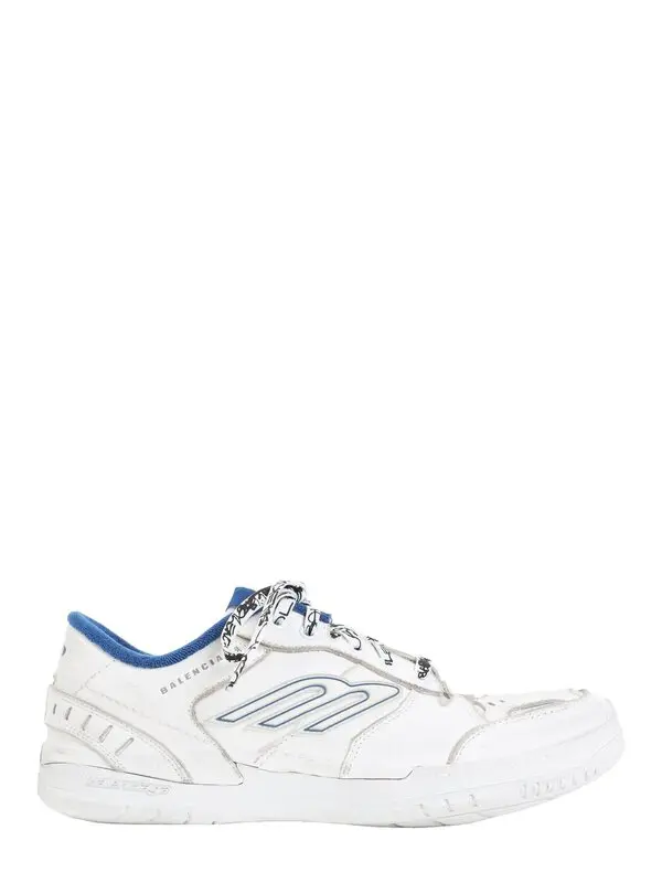 Balenciaga And Blue Bovine Leather Hamptons Sneakers - White