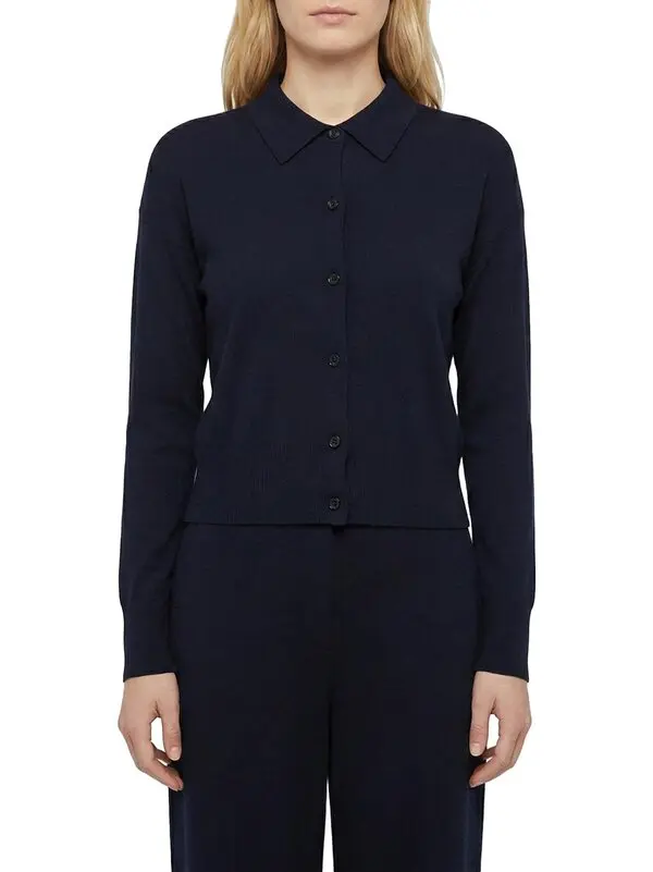 Max Mara Collared Fine Knit Sweater - Blue