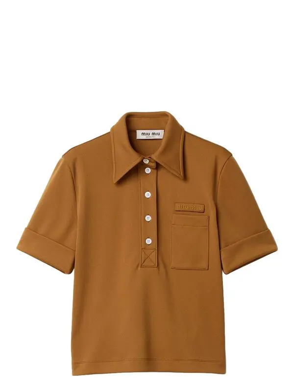 Miu Miu Polo Shirt With Classic Collar - Brown