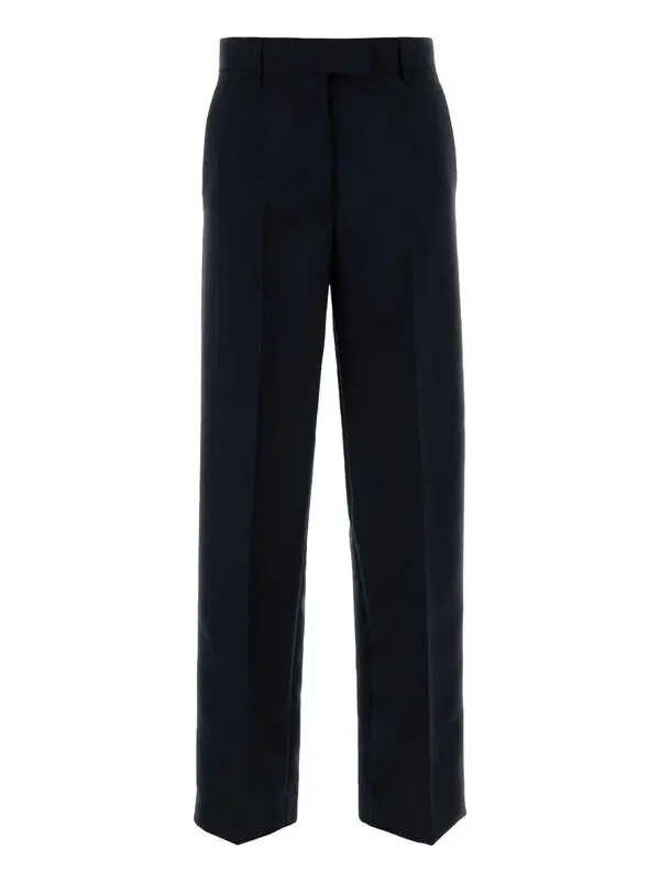 Miu Miu Navy Wool Blend Trousers - Blue