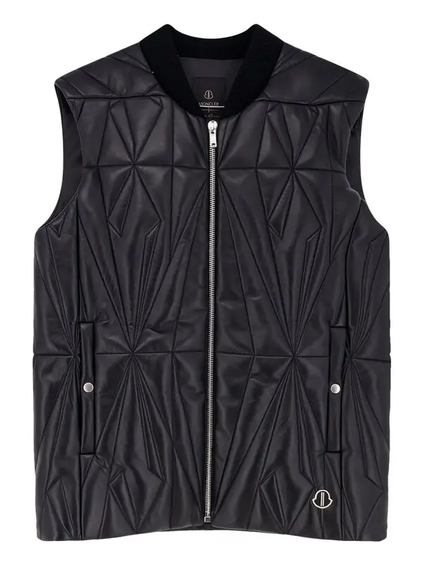 Moncler Rick Owens Geometric Leather Vest - Black