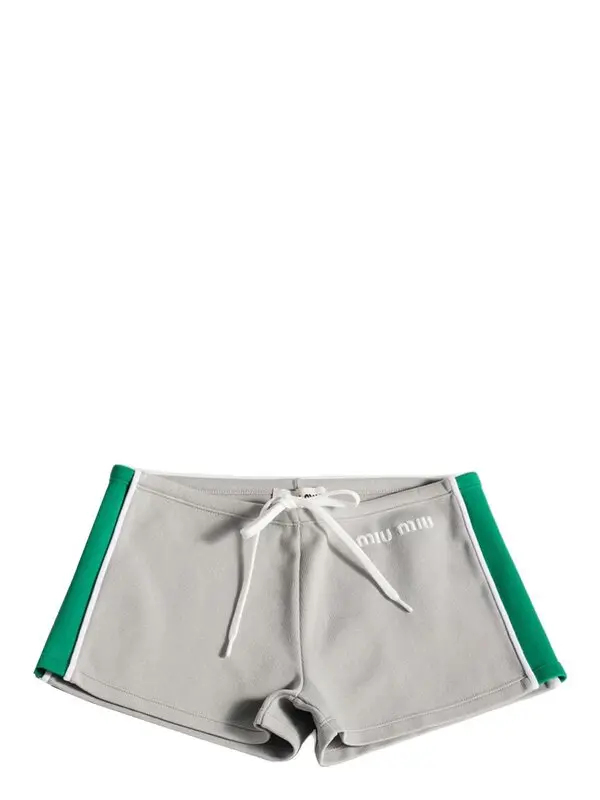 Miu Miu Logo Drawstring Shorts - Gray