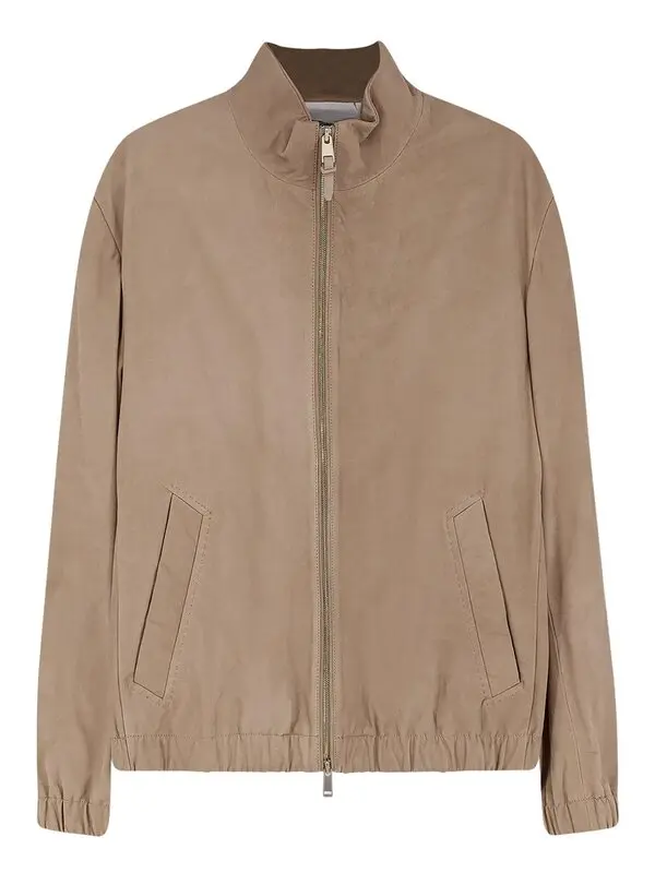 BOSS Suede Zip-up Jacket With Elasticated Cuffs - Multicolor