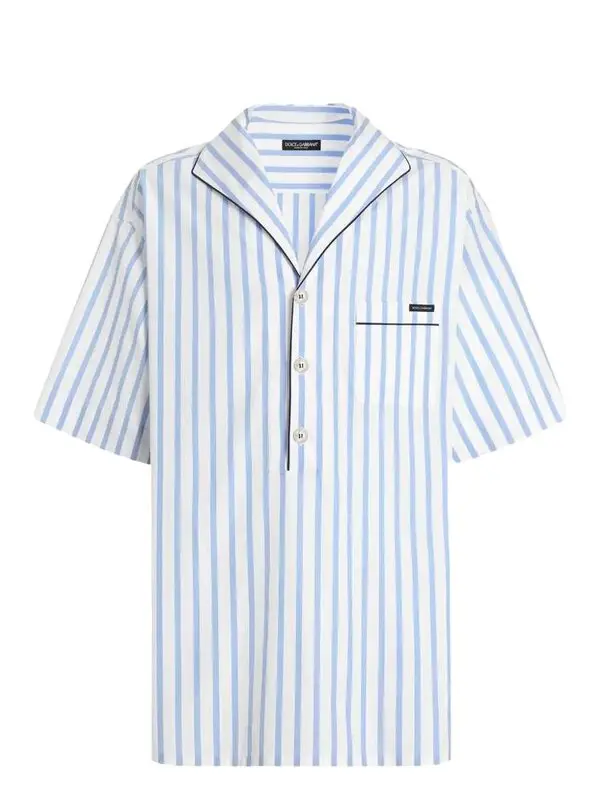 Dolce & Gabbana Striped Shirt With Applique - Blue