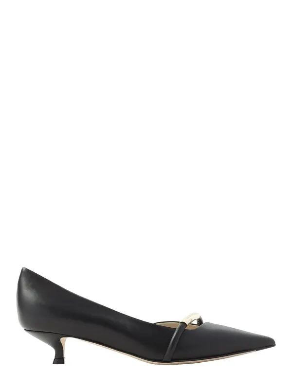 Giorgio Armani Leather Court Decollete With Metal Detail - Black