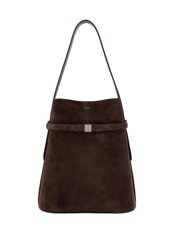 TOTEME Belted Suede Bucket Bag - Brown