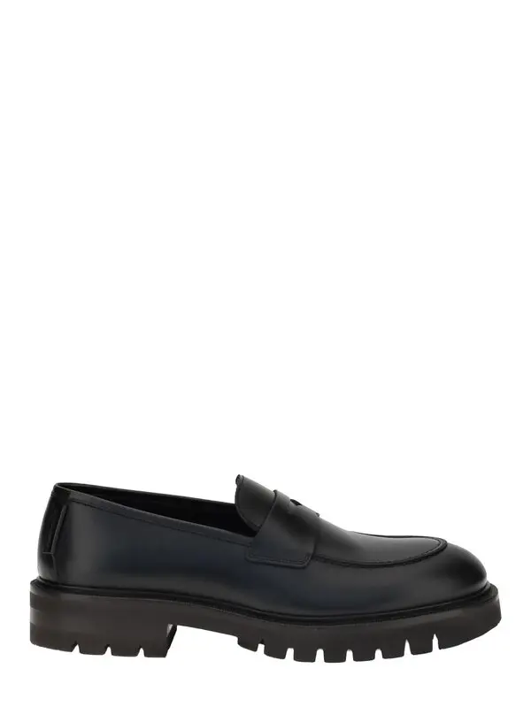FERRAGAMO Penny Loafers With Embossed Detailing - Black